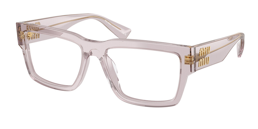 Miu Miu MU02XV 12W1O1 Rectangle Transparent Mauve Eyeglasses ...
